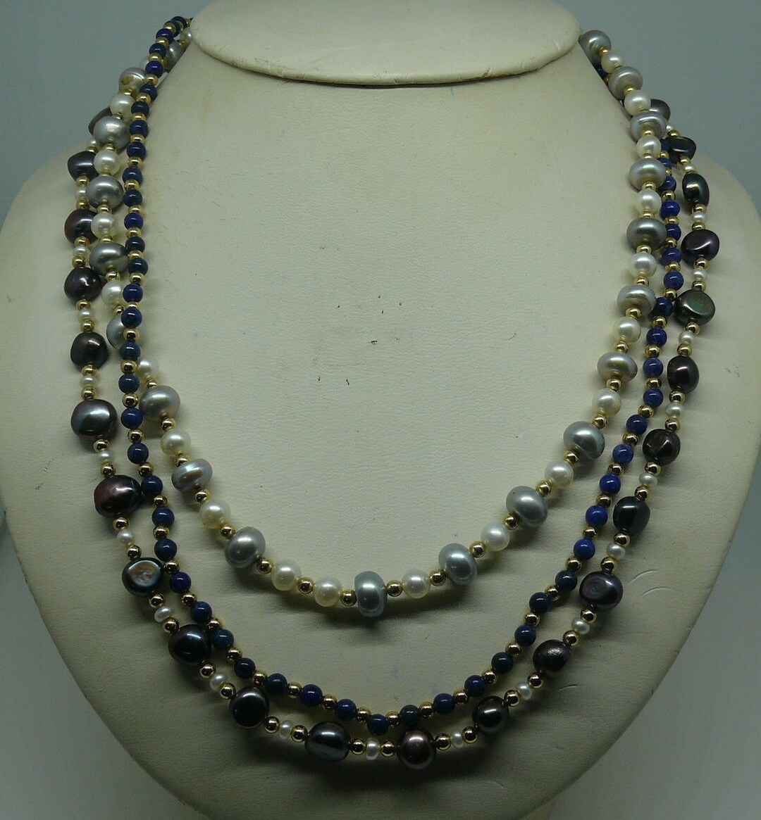 Freshwater Pearls and Semi-precious 3 Necklaces With 14k Gold Filled ...