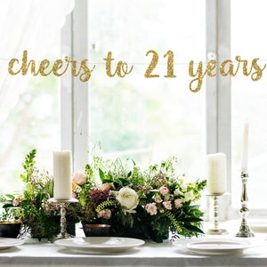 Cheers to 21 Years Glitter Banner 21st Birthday Party - Etsy