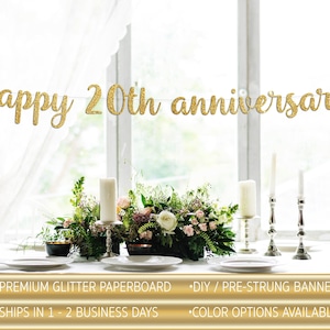 20th Anniversary Glitter Banner | 20 Years Blessed | Cheers to 20 Years ...