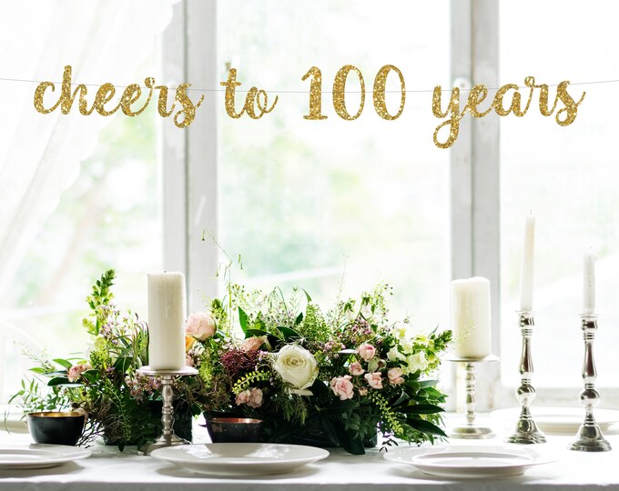 Cheers to 100 Years Banner 100th Birthday Banner 100 Banner 100th ...