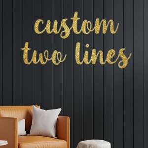 Custom Banner, Personalized Banner, Two Lines for Long Text, Gold ...