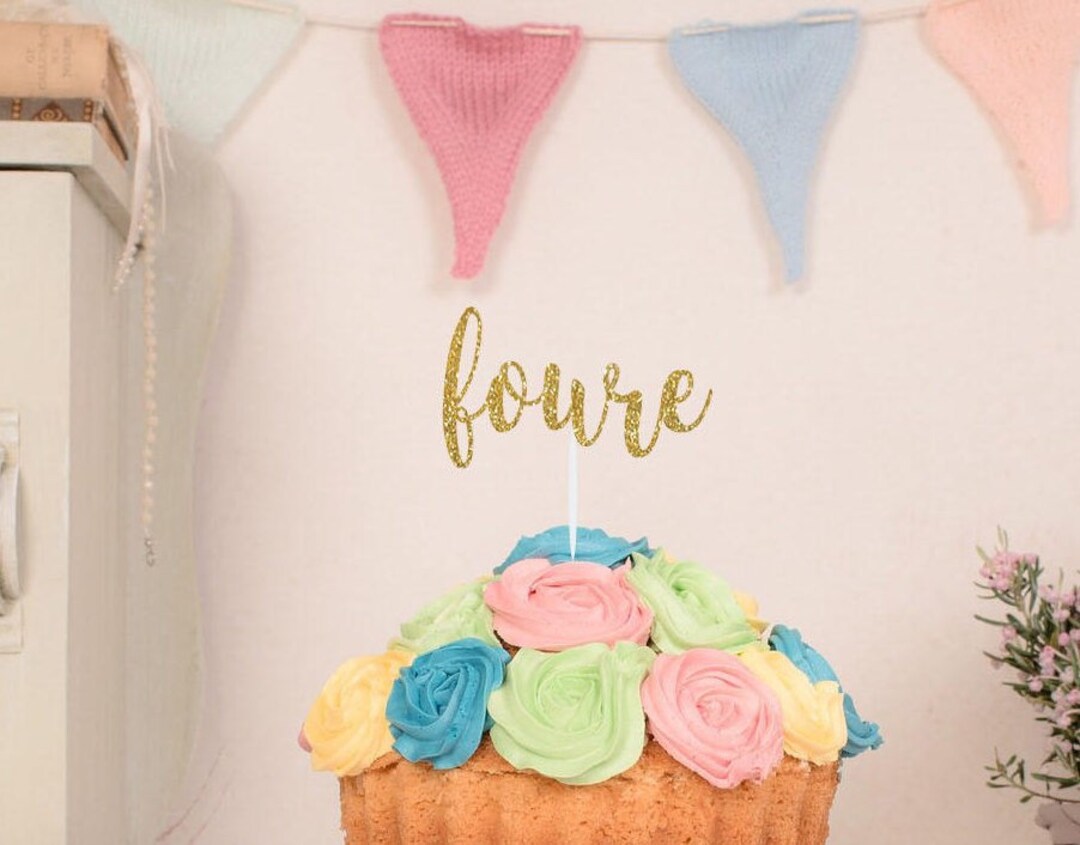 Four Cake Topper, Four Birthday, 4th Birthday, Birthday Cake Topper ...