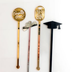 Graduation Drink Stirrer, Green and Black Class of 2024 Graduation ...