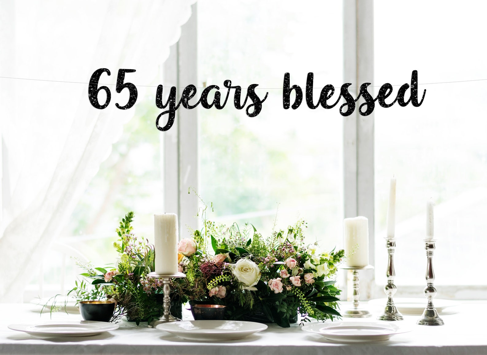 65 Years Blessed Banner 65th Birthday Banner 65th - Etsy