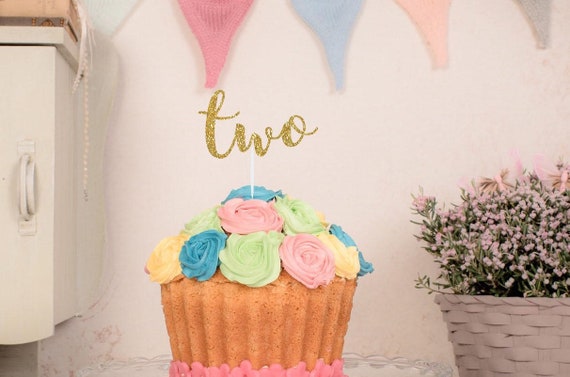 Two Cake Topper...second Birthday Cake Topper...floral | Etsy
