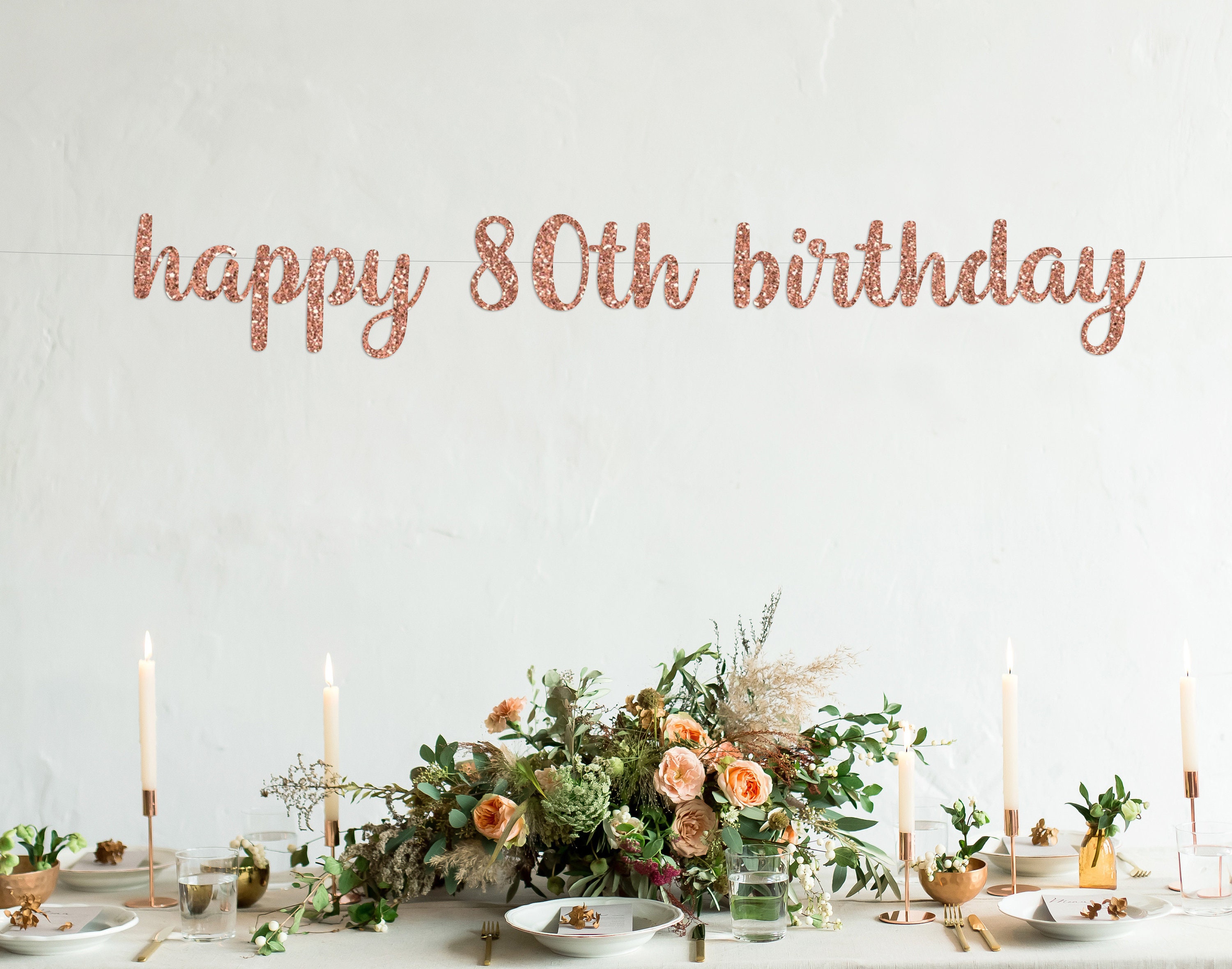 Happy 80th birthday cursive banner Happy 80th party 80 years | Etsy