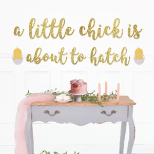 Hatching Soon Banner , Chick Baby Shower, Spring Baby Shower, Gold ...