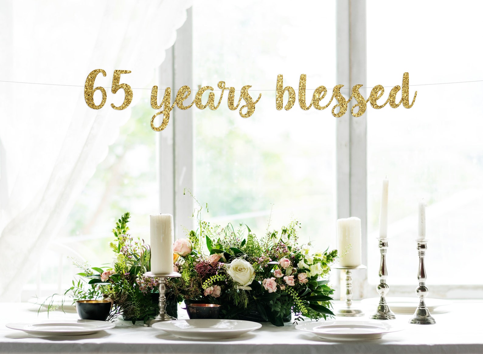 65 Years Blessed Banner 65th Birthday Banner 65th - Etsy