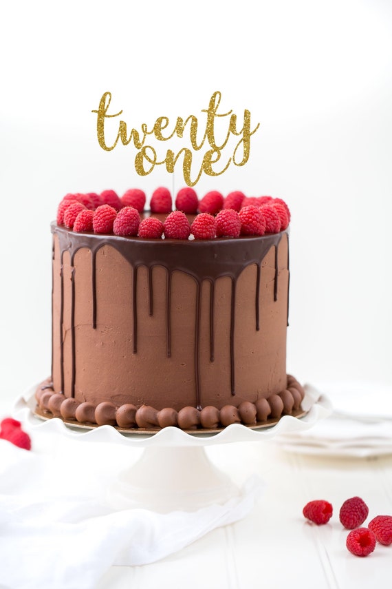 Twenty One Cake Topper 21st Birthday Glitter Cake Topper | Etsy