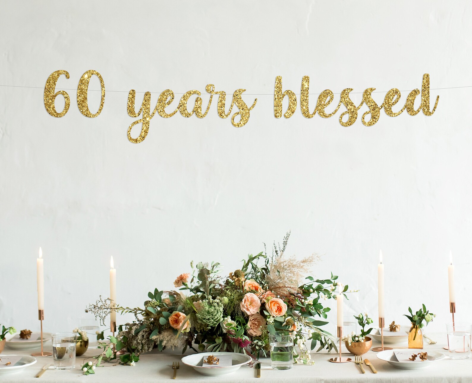 60 Years Blessed Banner 60th Birthday Party 60th Birthday - Etsy
