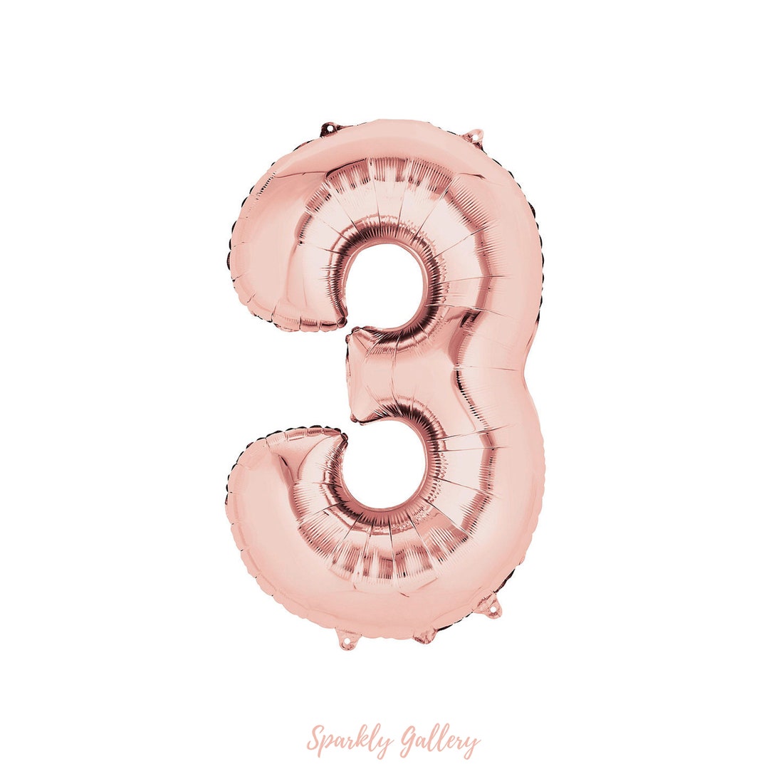 Rose Gold Number 3 Balloon: 16 Inch Metallic Pink Mylar - Etsy