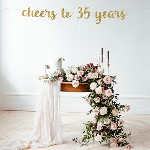 Cheers to 35 Years Banner | 35th Wedding Anniversary Party Decorations ...