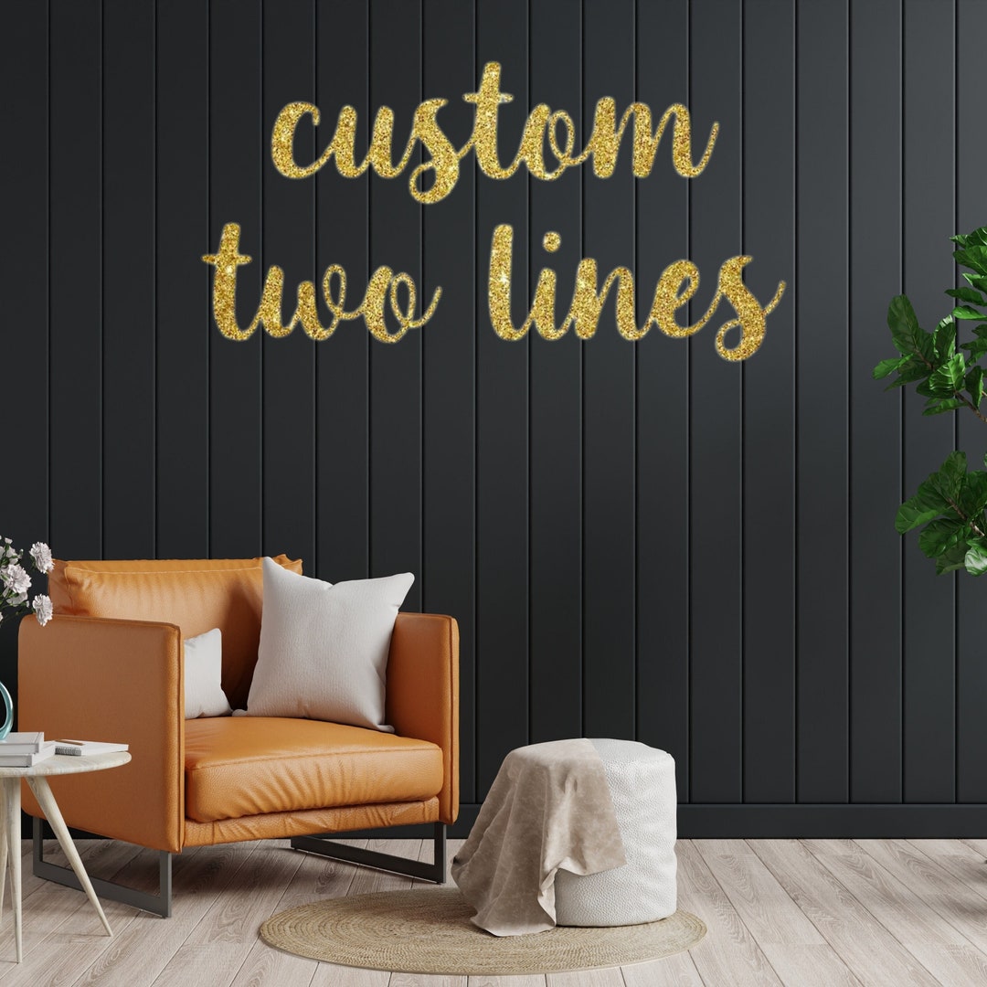Custom Banner, Personalized Banner, Two Lines for Long Text, Gold ...