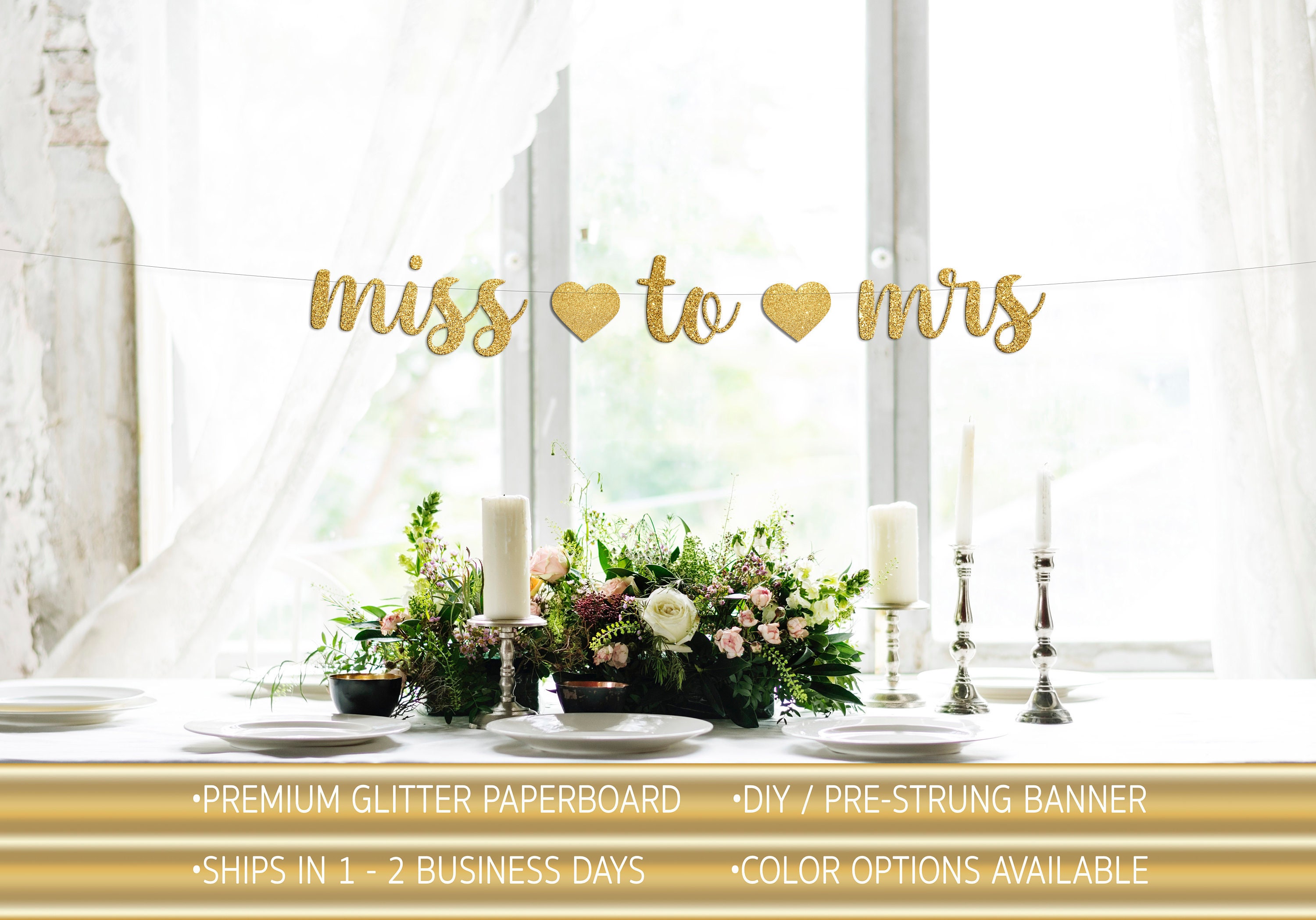 Miss to Mrs Banner Bridal Shower Banner Bachelorette Gold - Etsy