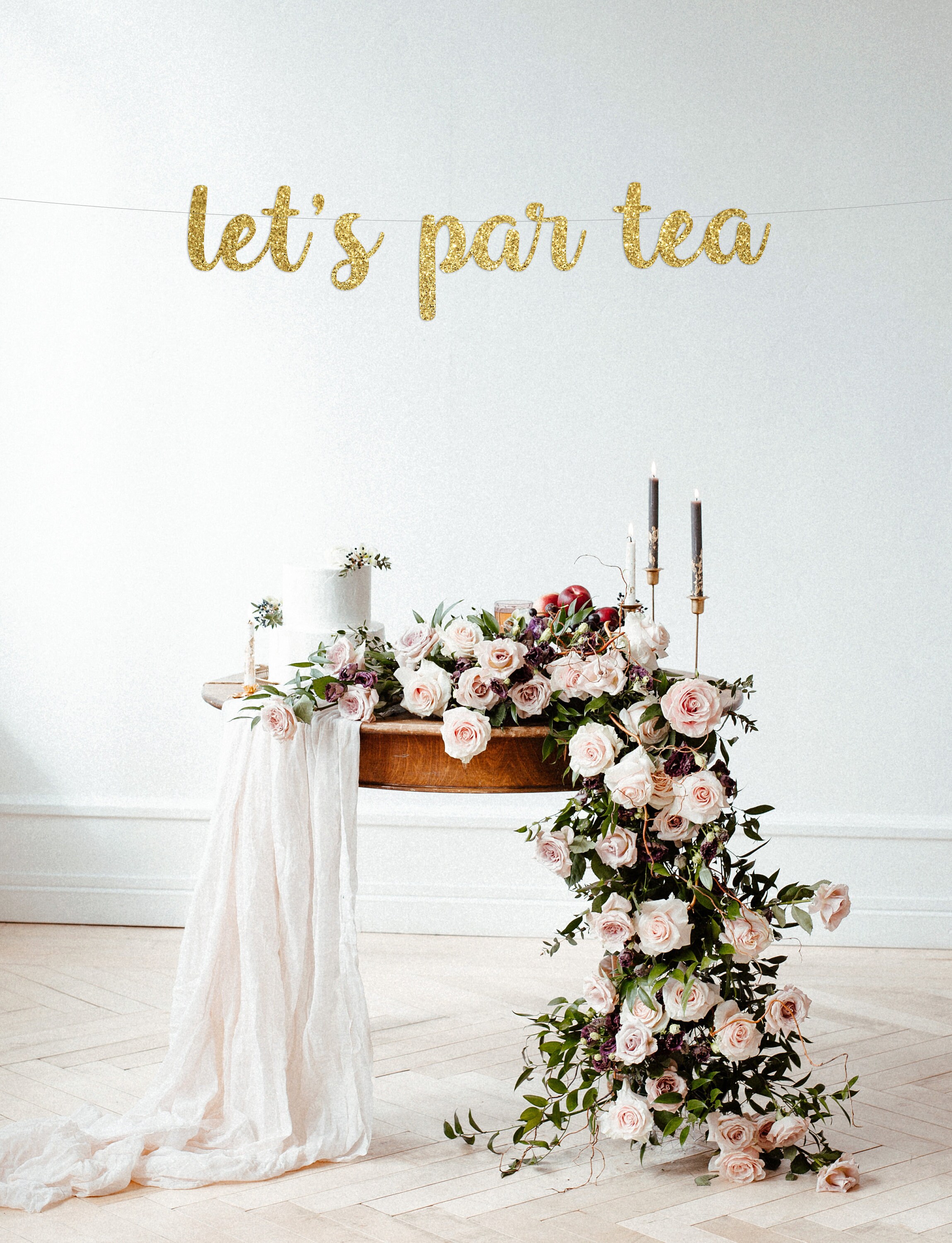 LET'S PAR TEA Glitter Banner Tea Party Bridal Shower | Etsy