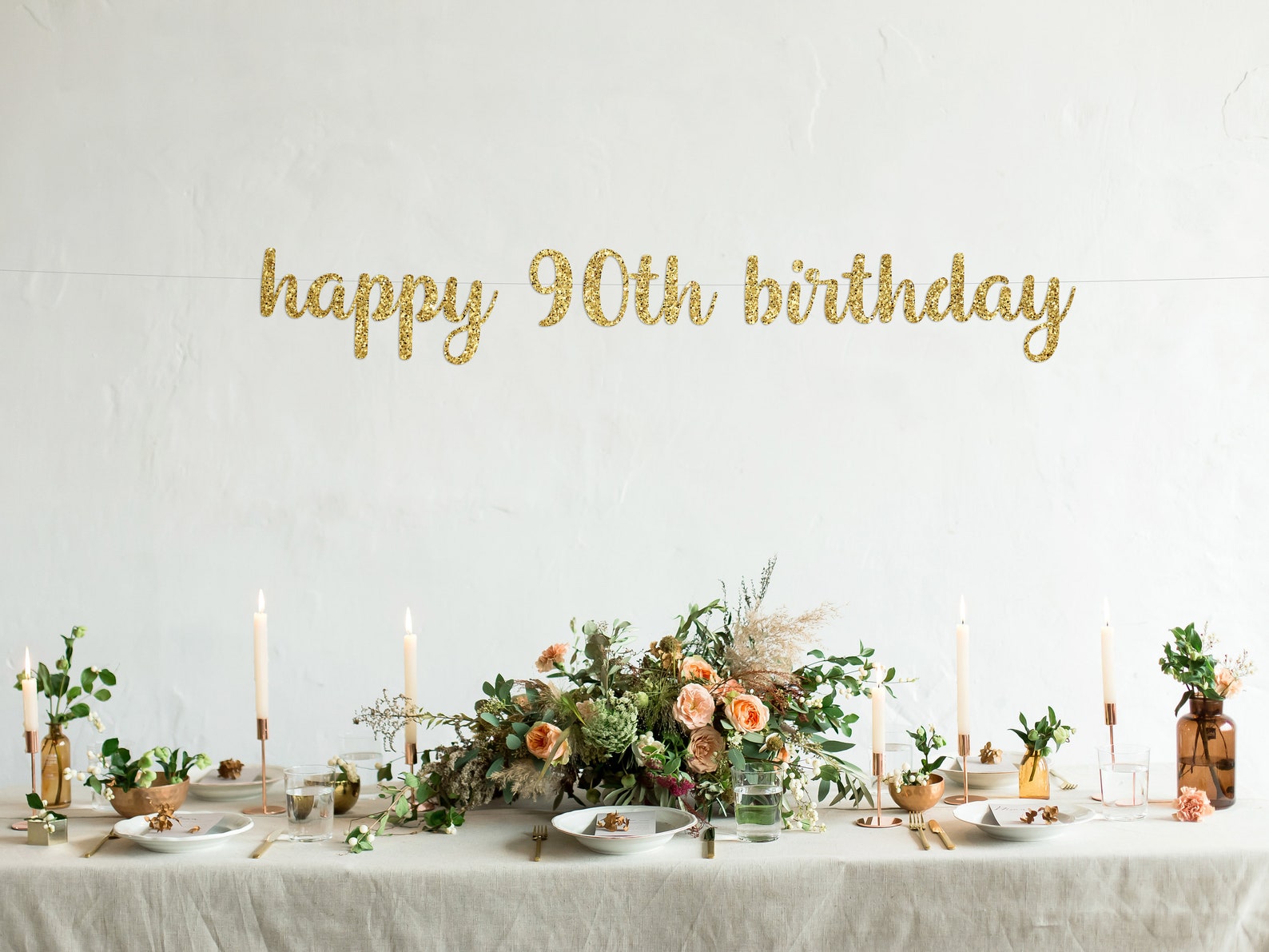 Happy 90th birthday banner 90th birthday banner 90 birthday | Etsy