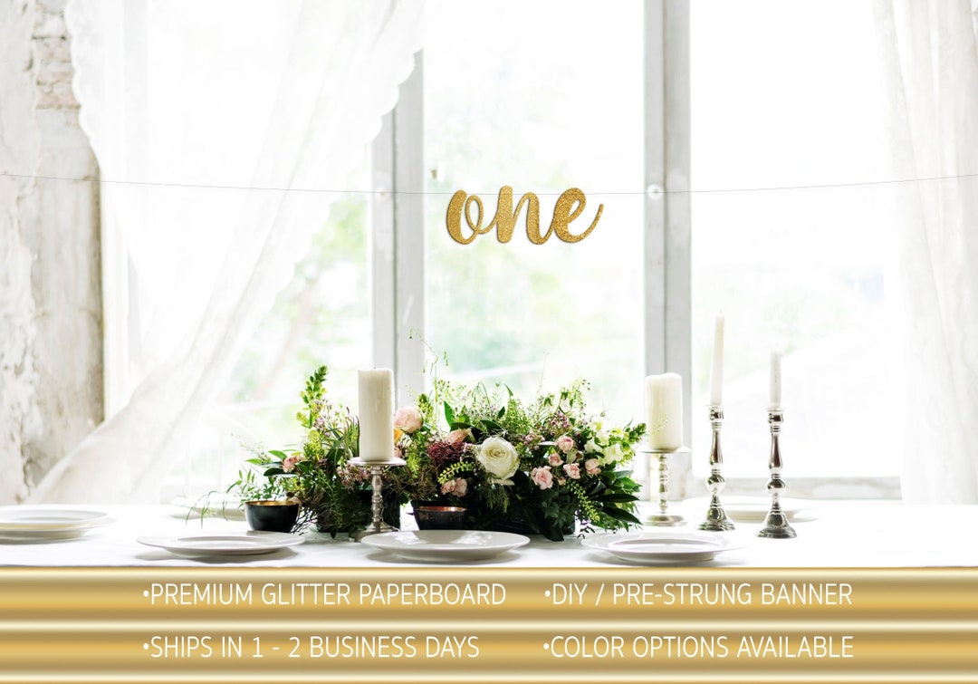One Banner, First Birthday Banner, Glitter Banner, Happy First Birthday ...