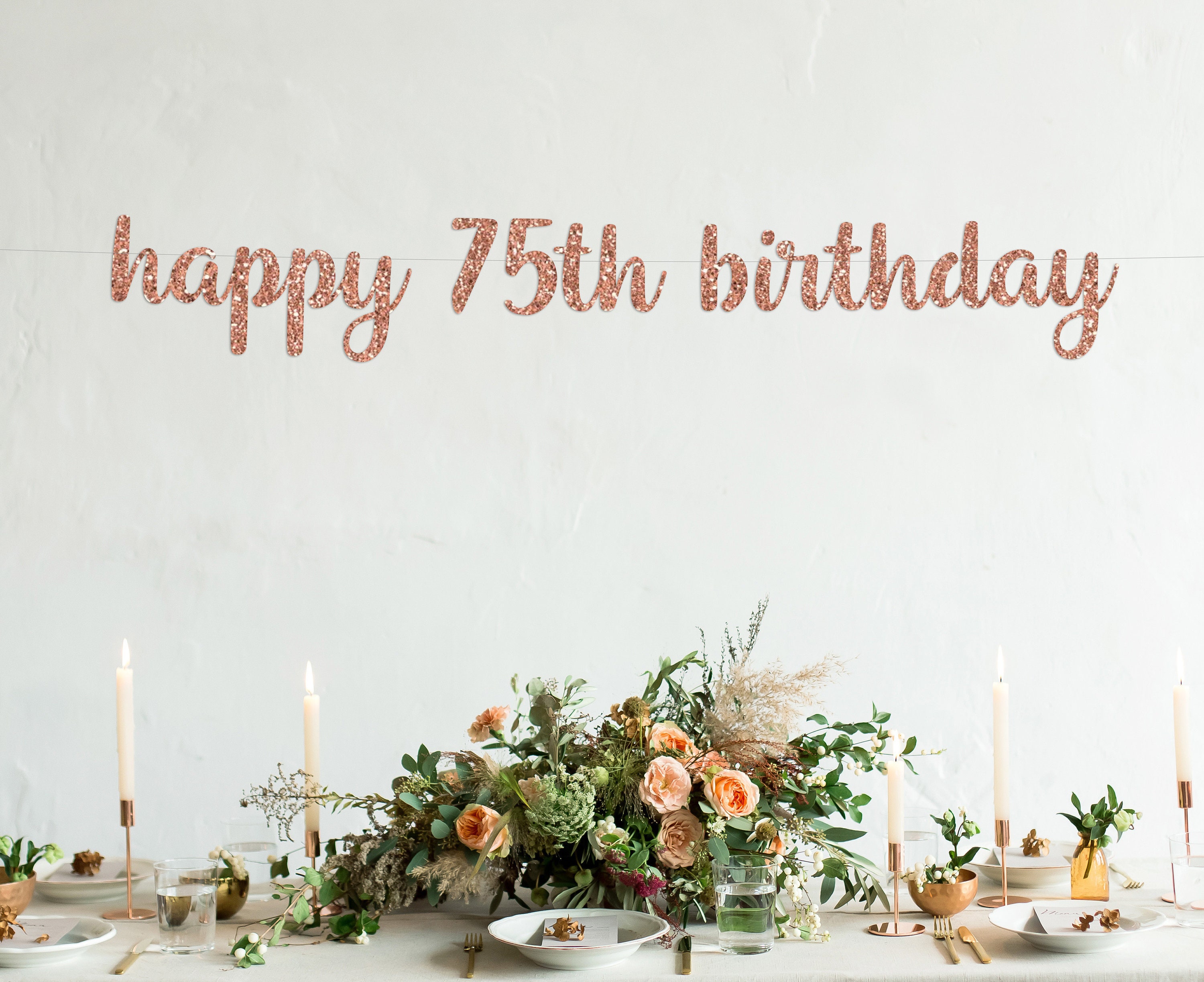 Happy 75th Birthday Banner 75th Birthday Banner Cheers to 75 | Etsy