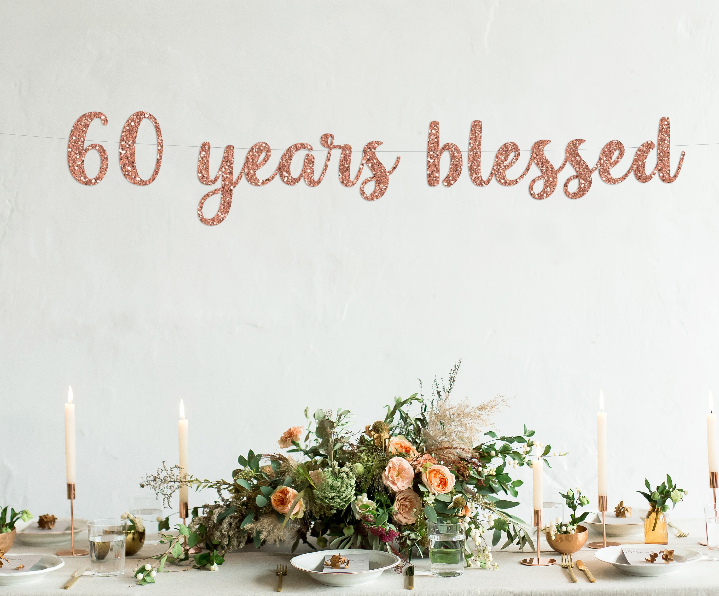 60 Years Blessed Banner 60th Birthday Party 60th Birthday | Etsy