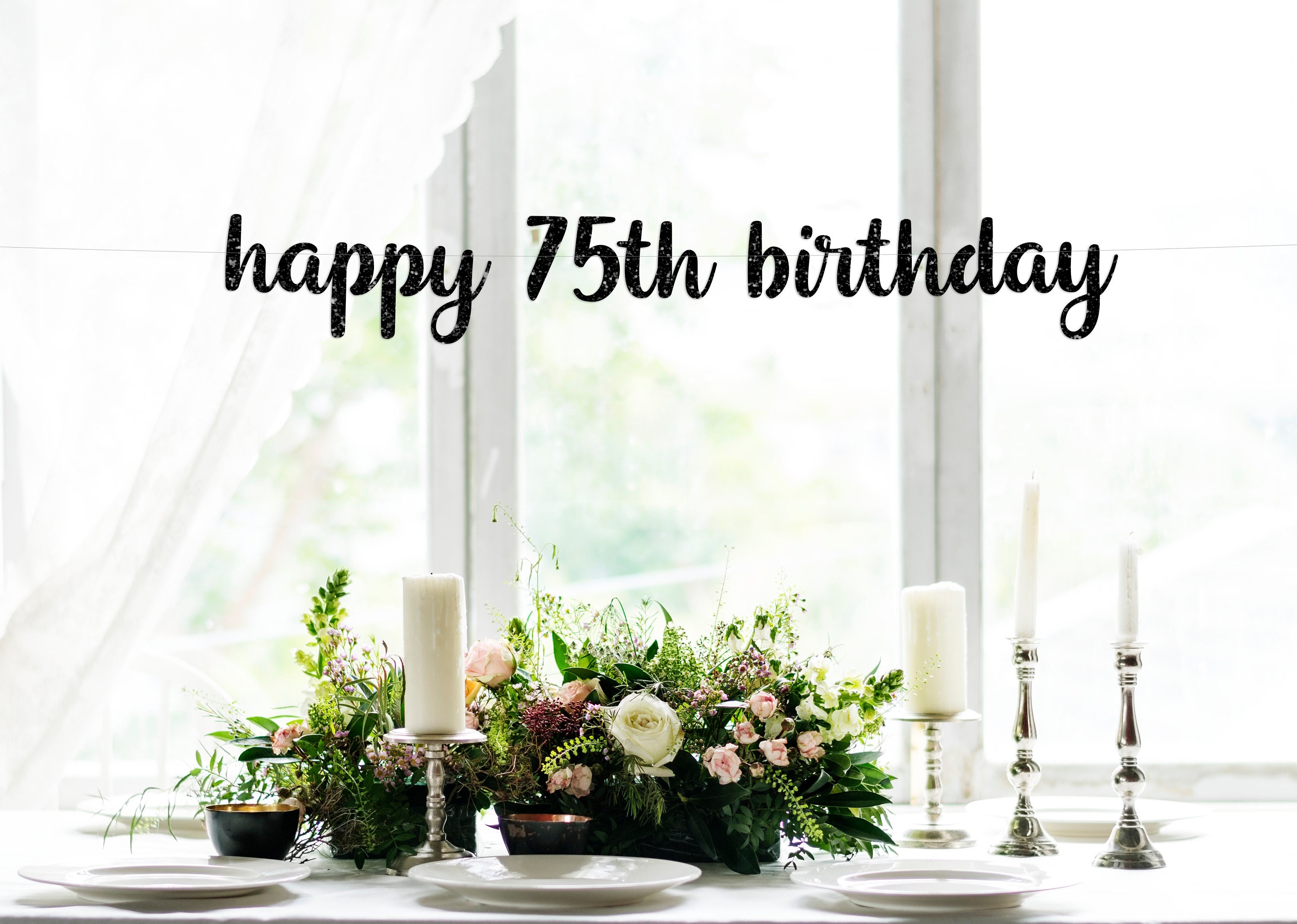 Happy 75th Birthday Banner 75th Birthday Banner Cheers to 75 | Etsy