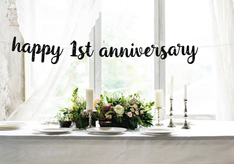 Happy 1st Anniversary Banner 1 Year Blessed Cheers To 1 | Etsy