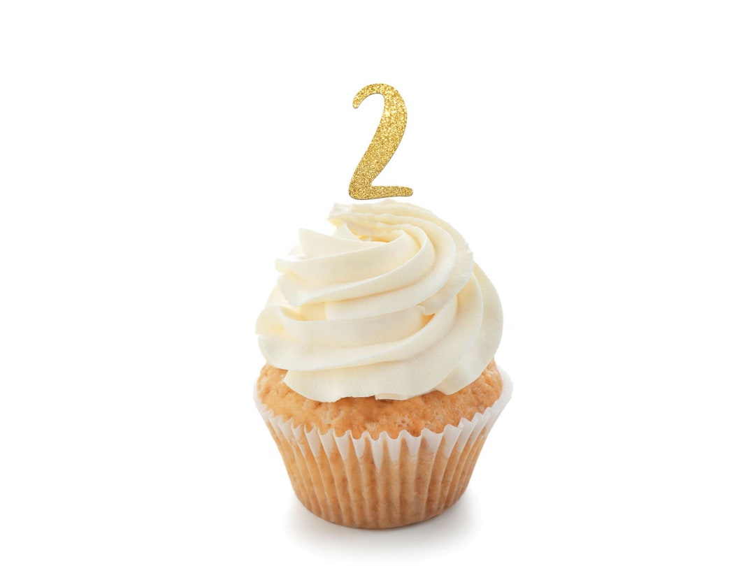 2 Cupcake Topper, Two Cupcake Topper, 2nd Birthday, Second Birthday ...