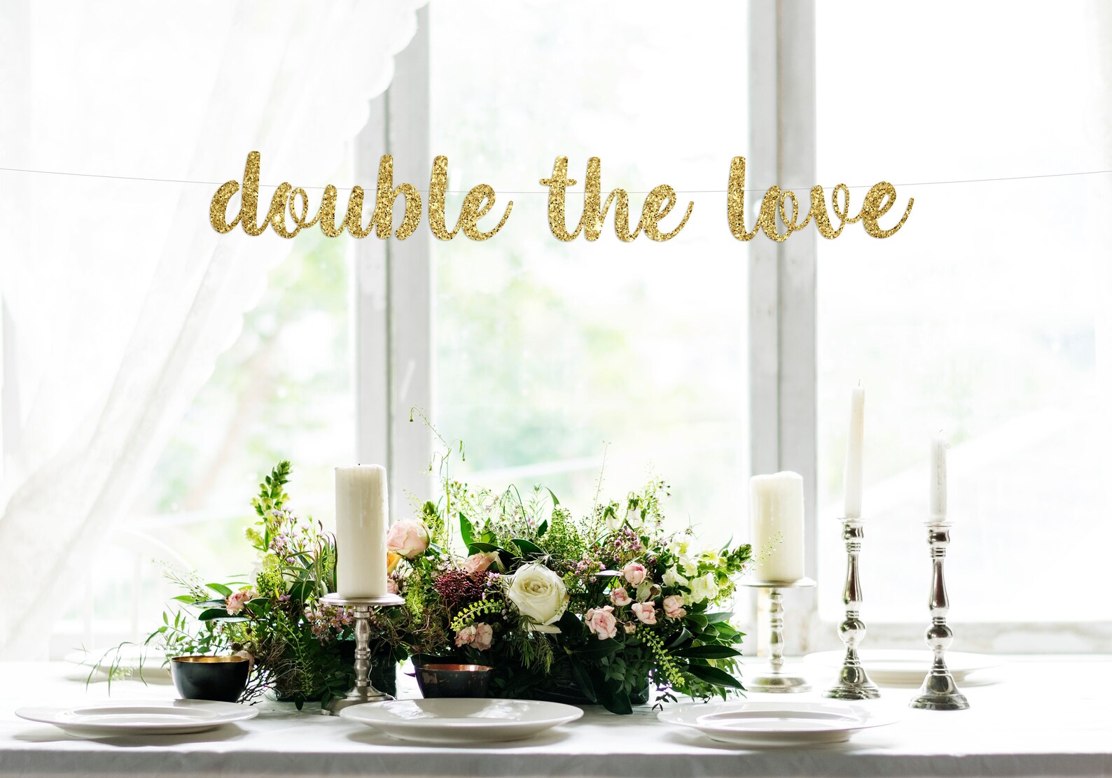 Double the Love Banner Twins Baby Shower Sign Twins Baby - Etsy