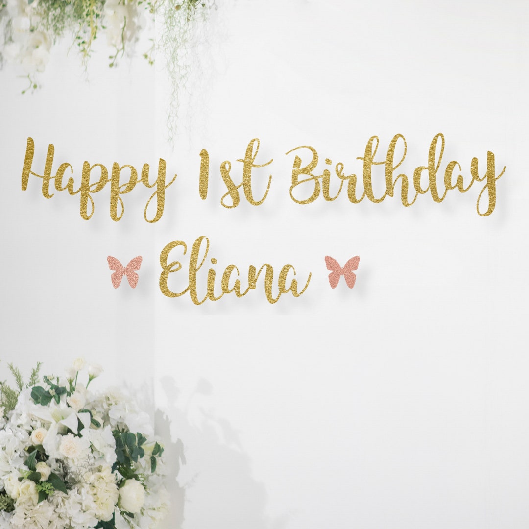 Happy 1st Birthday Banner, Custom Banner, First Birthday Banner ...