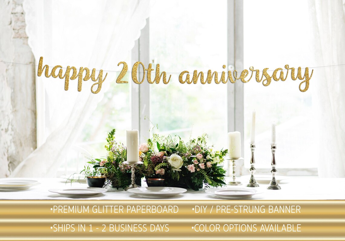20th Anniversary Glitter Banner 20 Years Blessed Cheers To | Etsy
