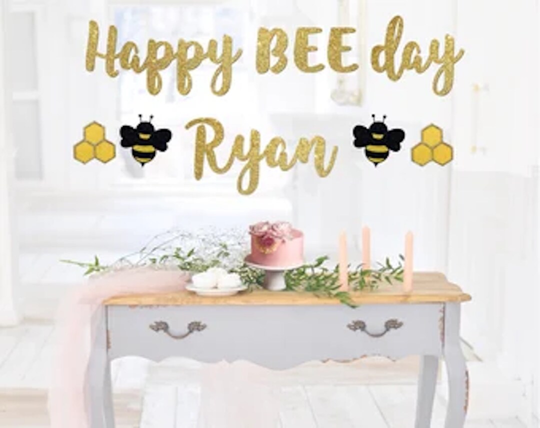 Personalized Happy Bee Day Banner, Bee Birthday Banner With Bees Banner ...