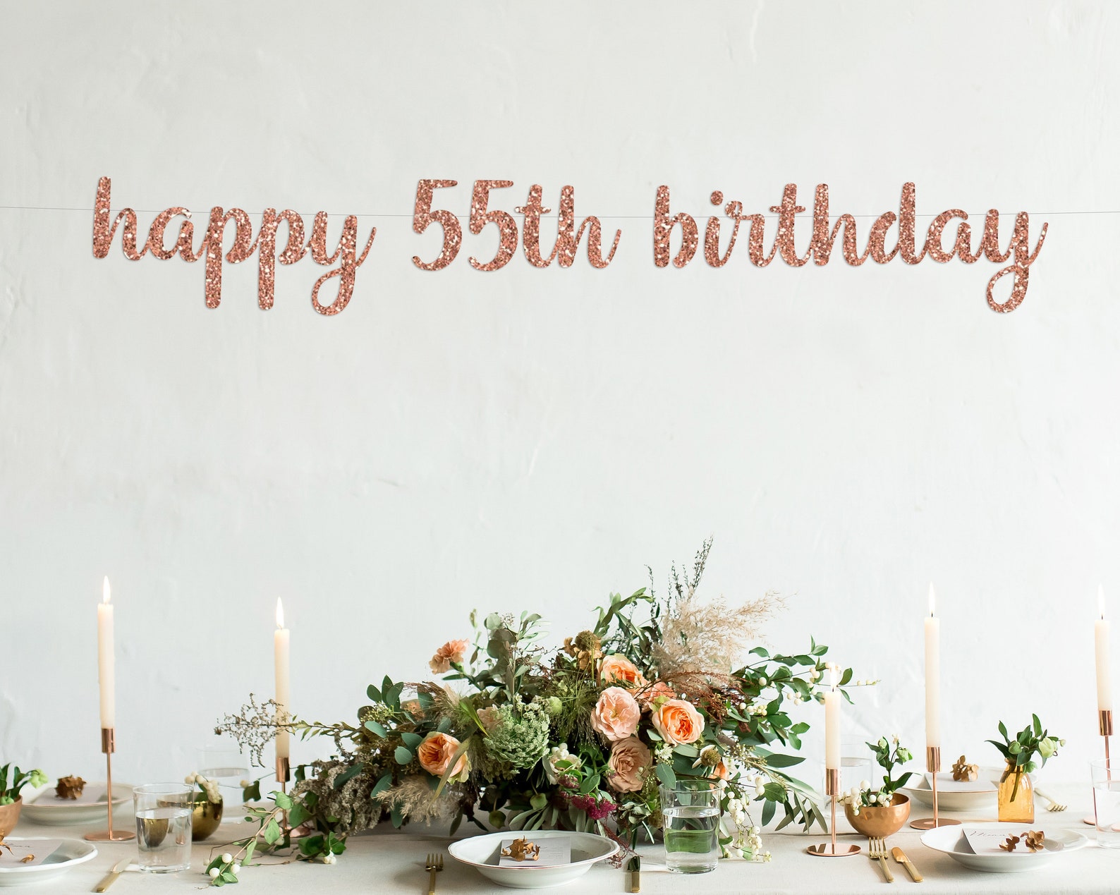 Happy 55th Birthday Banner l 55 Years Loved 55th birthday | Etsy