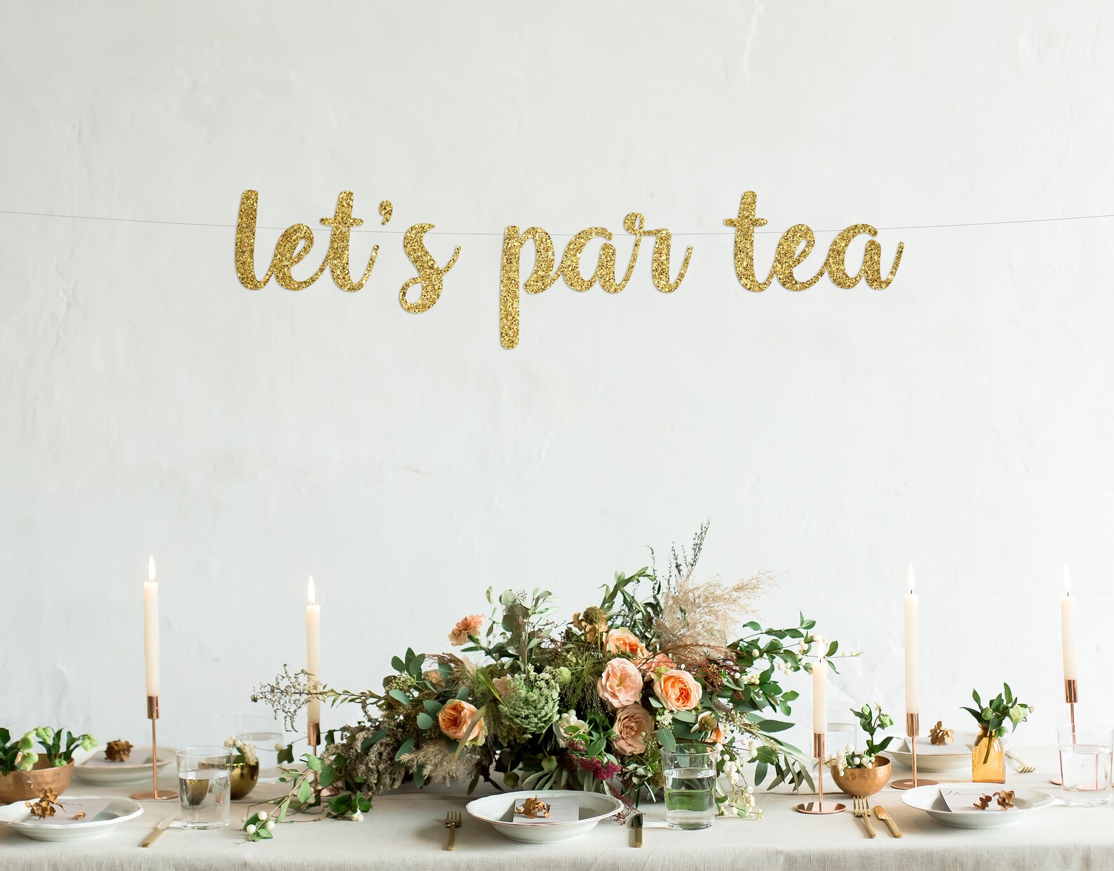 LET'S PAR TEA Glitter Banner Tea Party Bridal Shower - Etsy