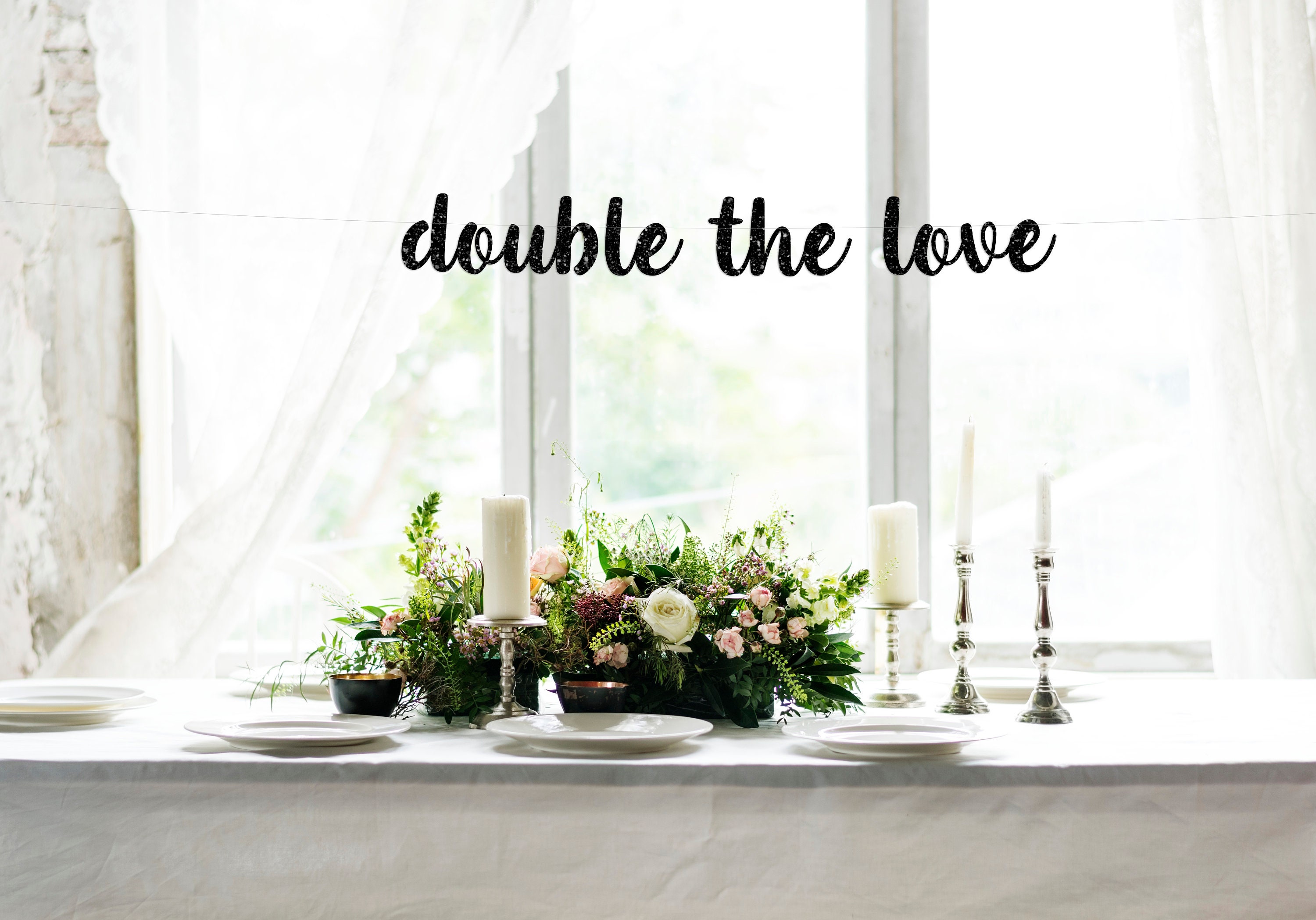 Double the Love Banner Twins Baby Shower Sign Twins Baby - Etsy