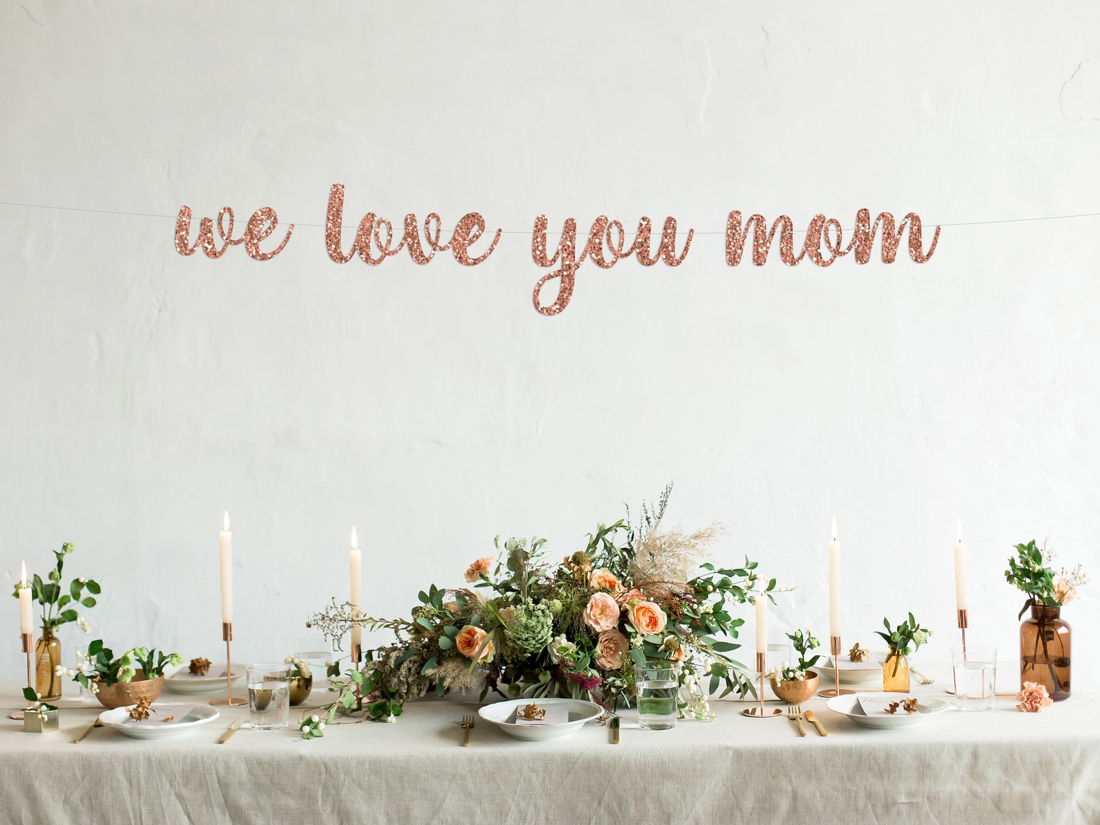 We Love You Mom Banner Happy Moms Day Love You Mom Banner - Etsy