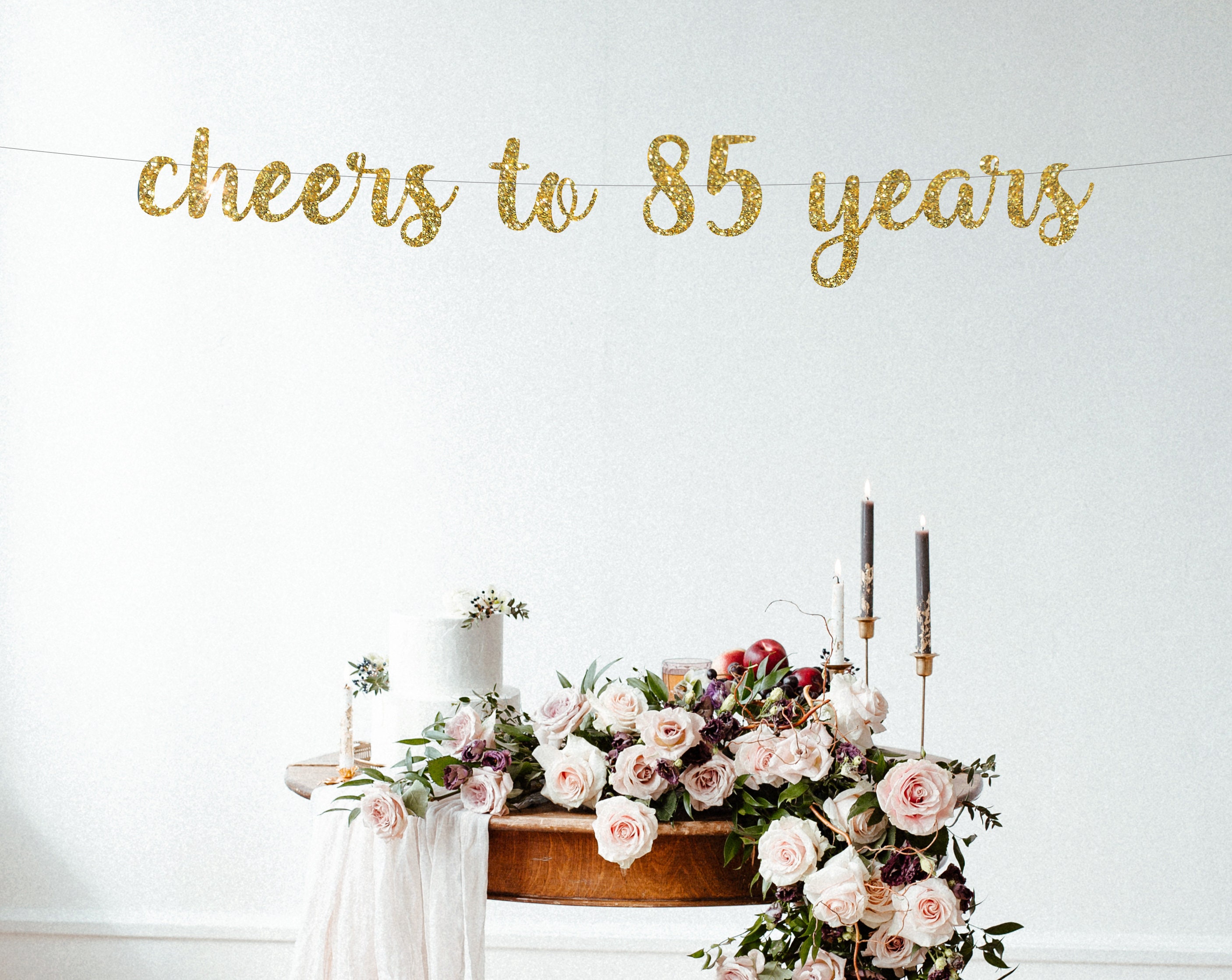 Cheers to 85 years Banner 85th Birthday Banner Happy 85th | Etsy