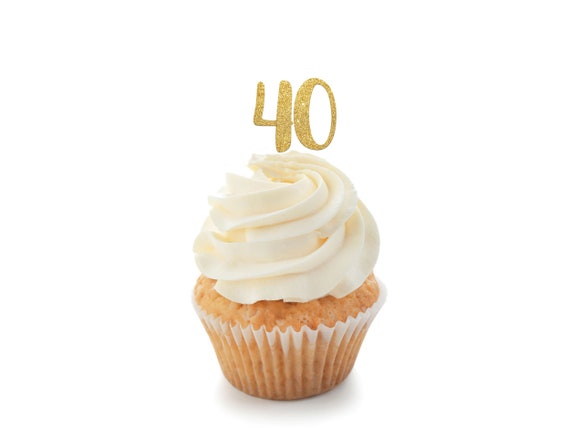 40 Cupcake Topper Happy 40th Birthday 40th Birthday Cupcake | Etsy
