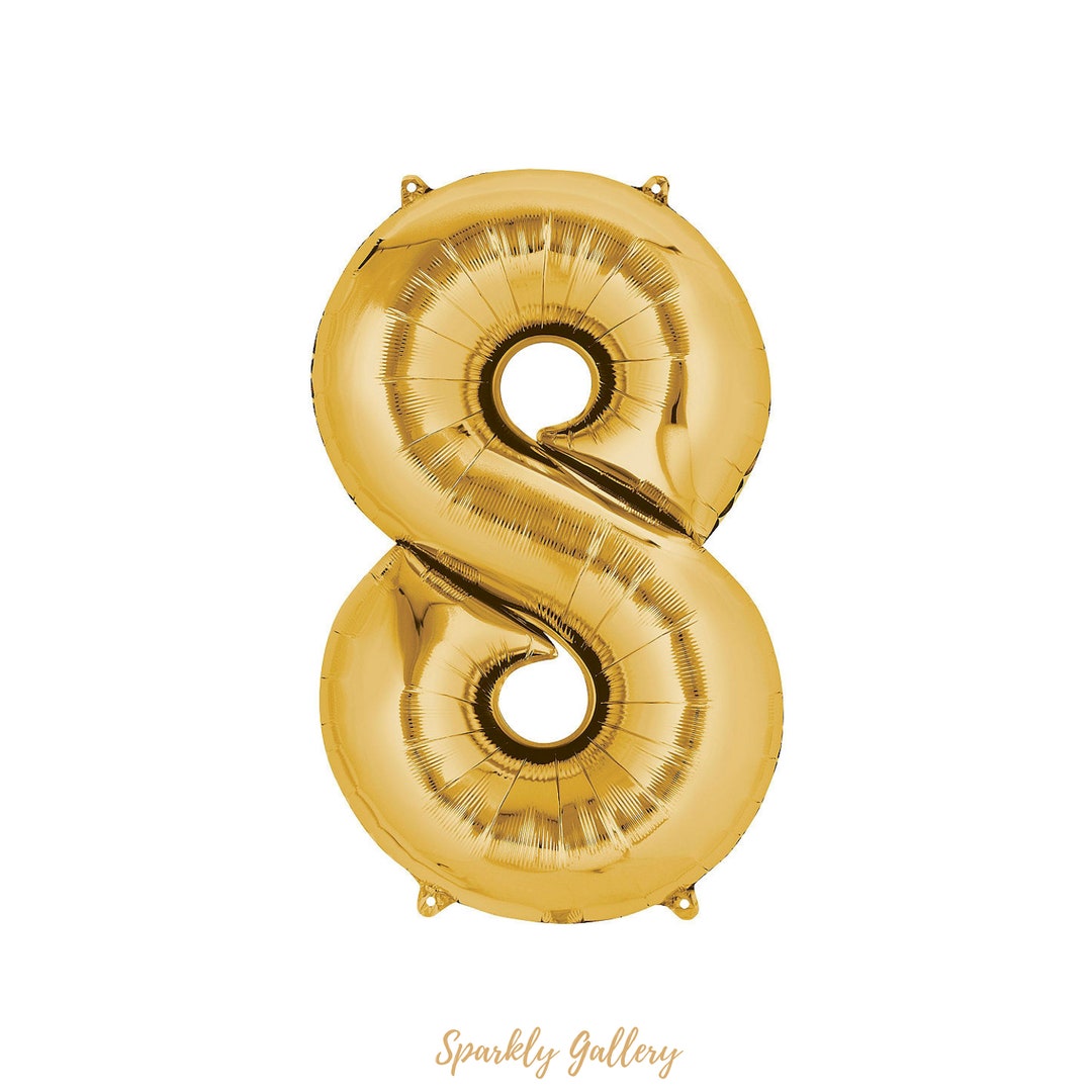 16" Gold Number 8 Balloon: Eighth Birthday Party Decor - Etsy