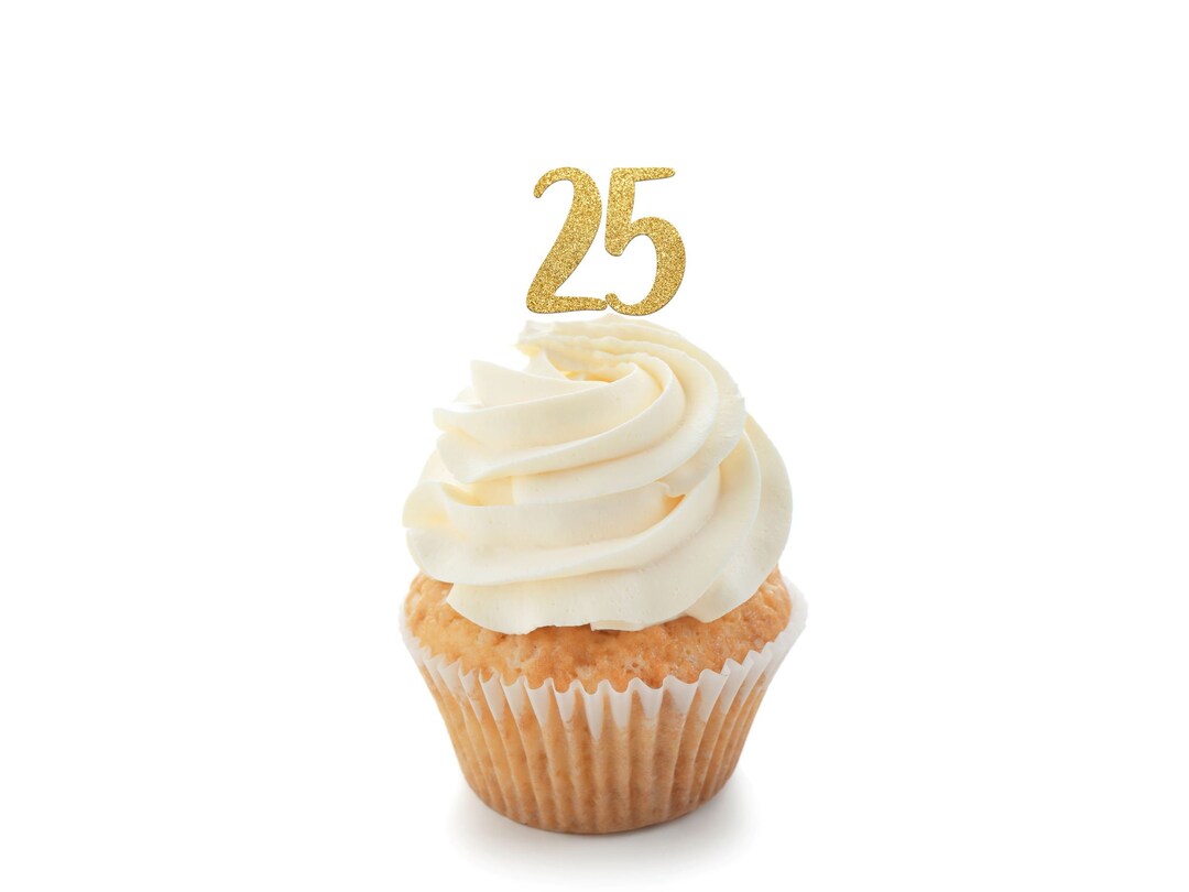 25 Cupcake Topper, 25th Birthday, Cupcake Toppers, Cake Toppers, Happy ...