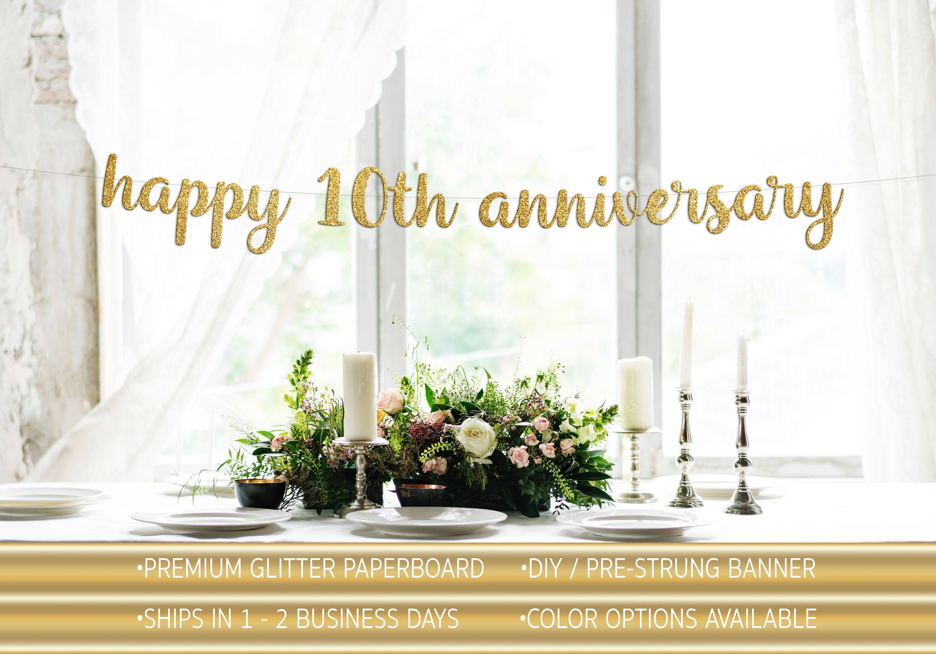 10th Anniversary Glitter Banner 10 Years Blessed Cheers To | Etsy