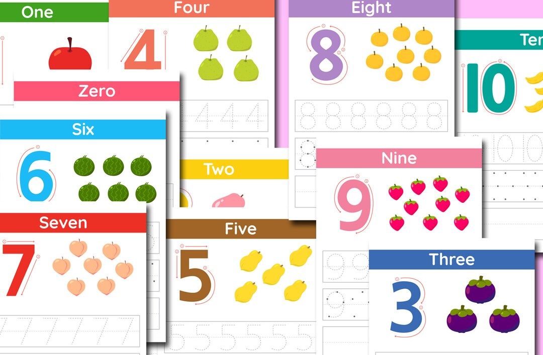 A Learning Worksheet File for Writing Numbers and Counting With Fruits ...
