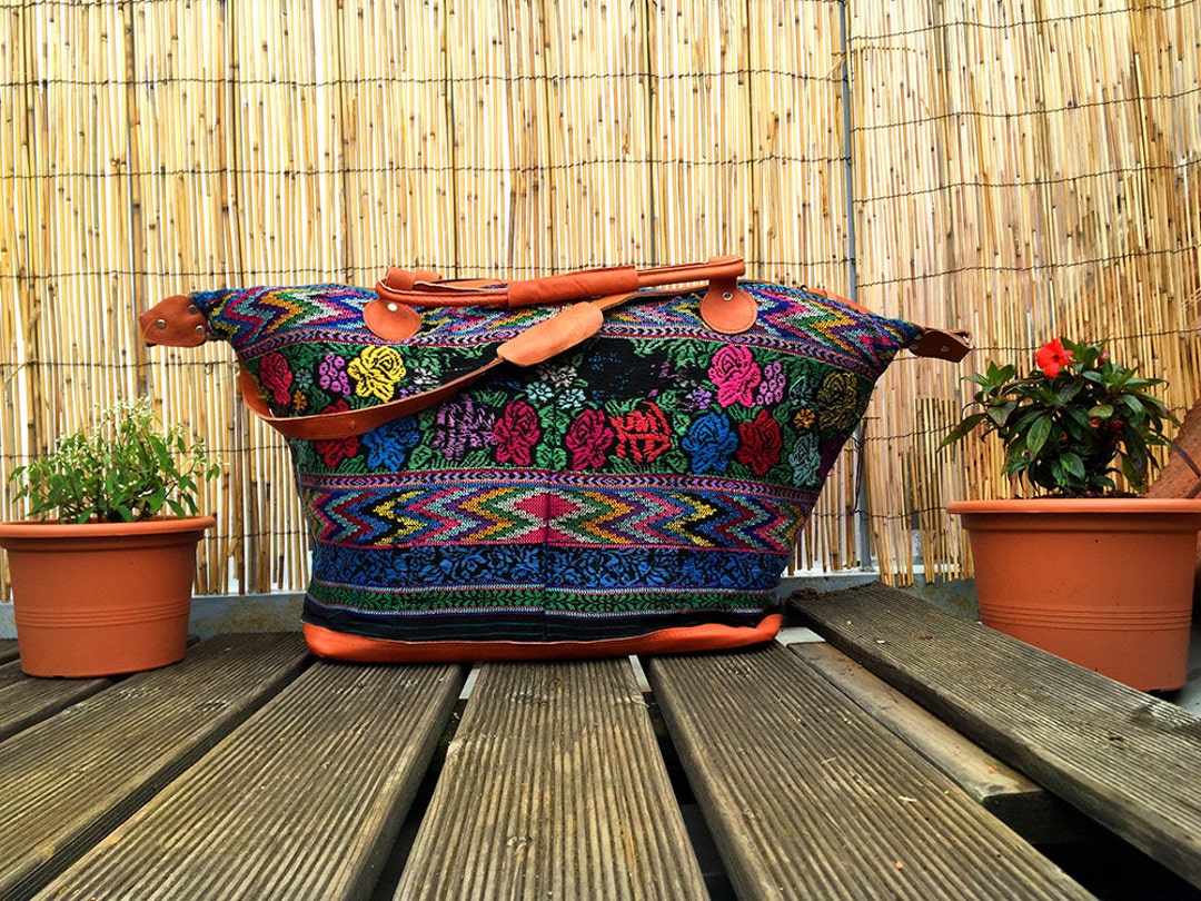 Mayan Carpet Bag - Large Embroidered Mexican Folk Art Traditional Woven ...