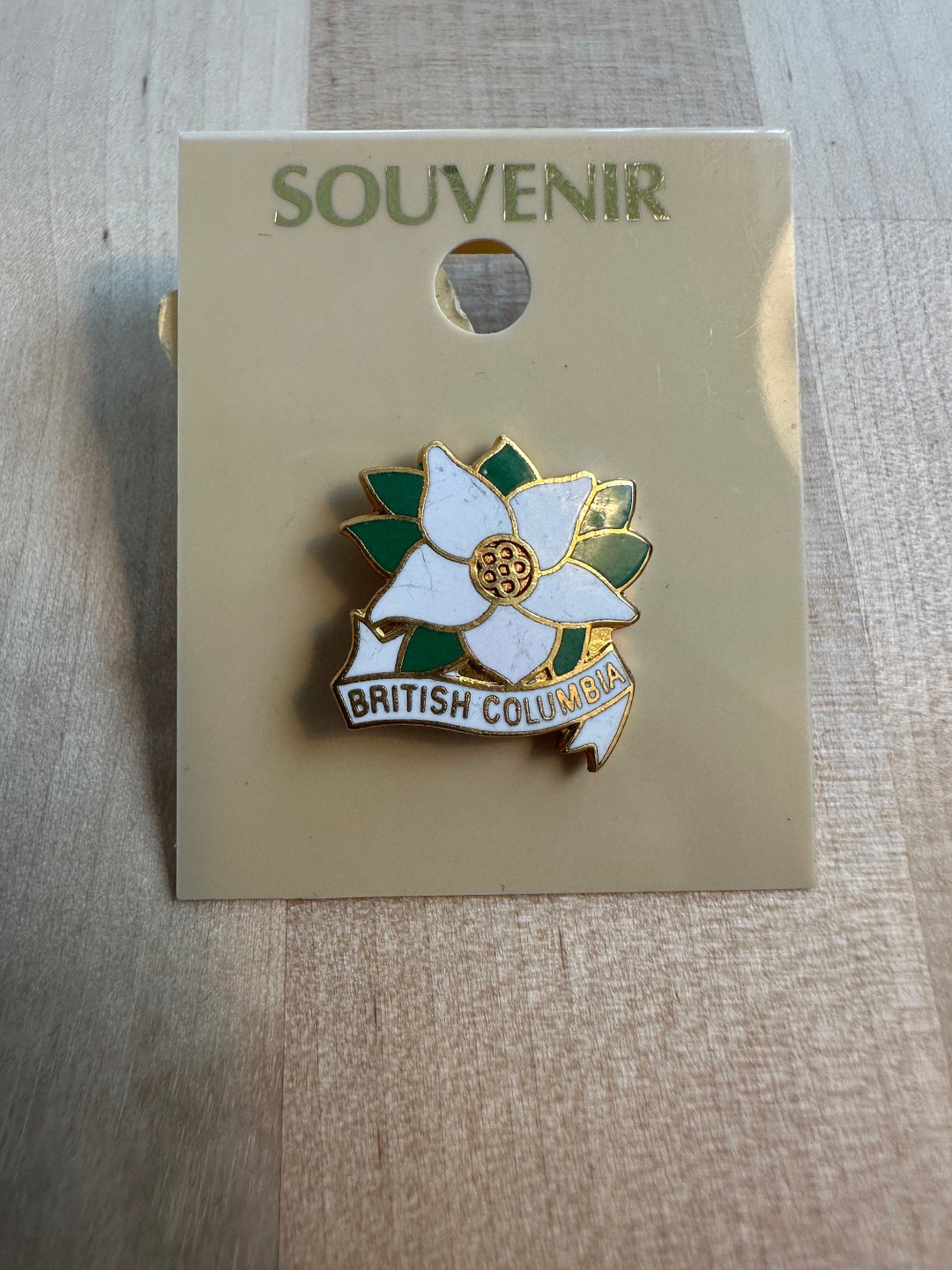 Vintage British Columbia Pin W/ Flower - Etsy