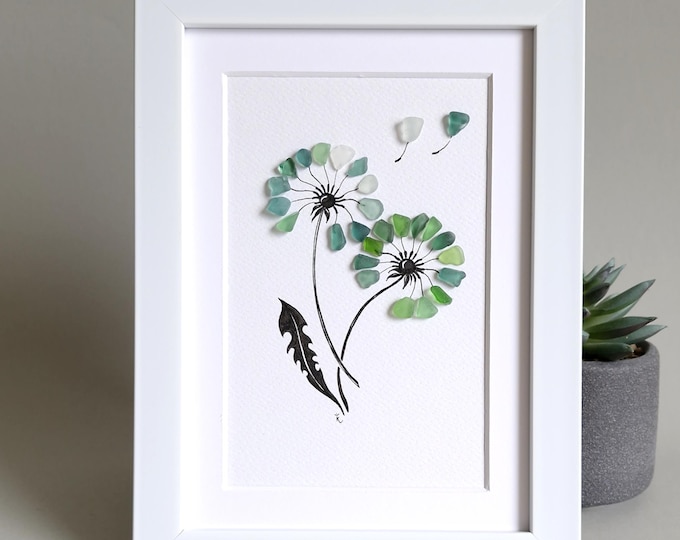 Seaglass Flower Picture, Sea Glass Multicolored Flower Art, Botanical ...