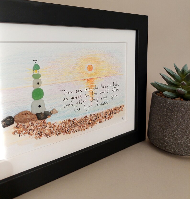 Personalised Beach Pebbles Lighthouse Picture, Lighthouse Pebble Art ...