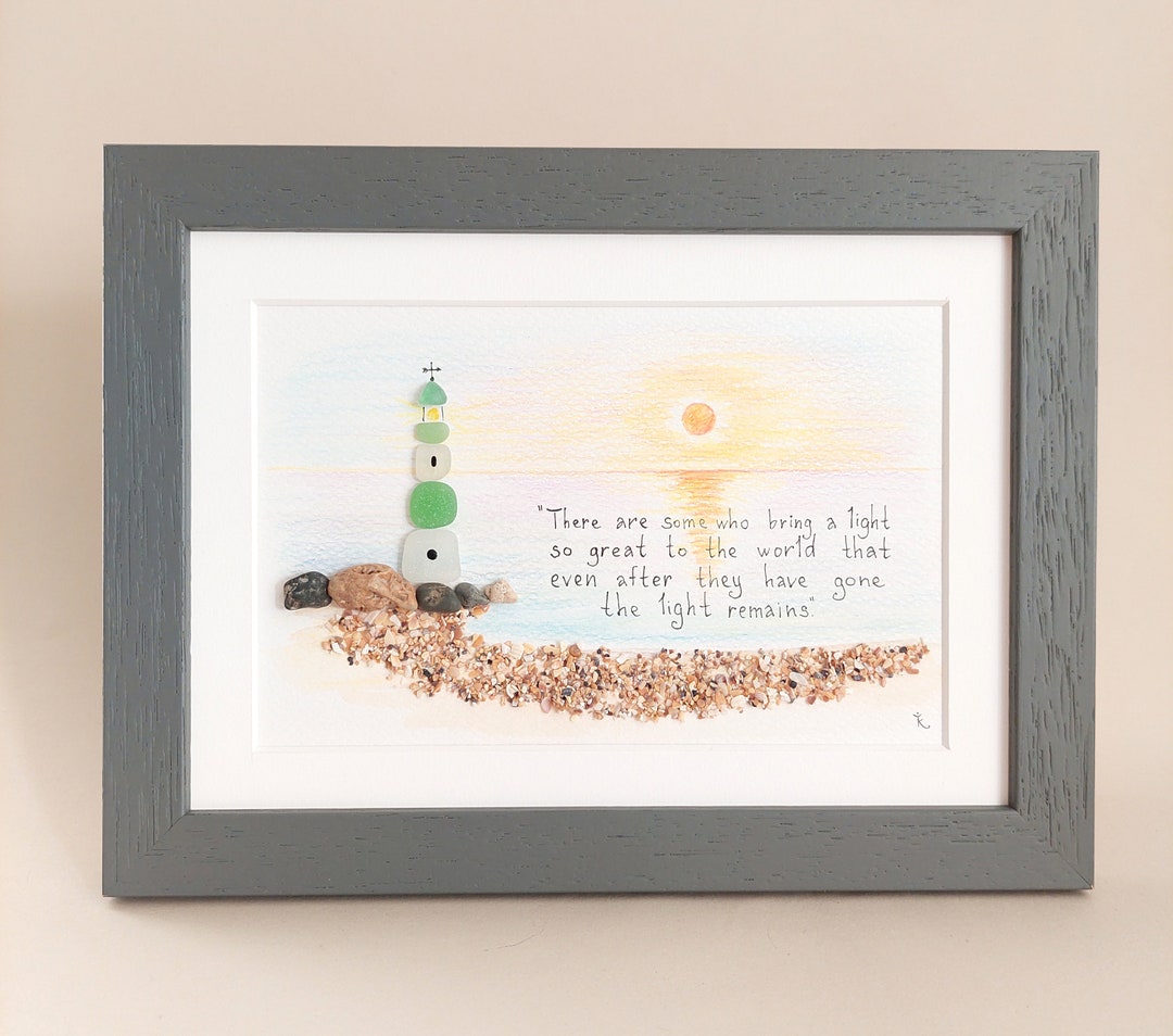 Personalised Beach Pebbles Lighthouse Picture, Lighthouse Pebble Art ...