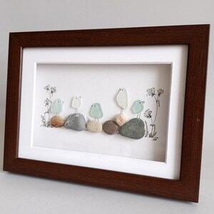 Sea Glass Birds on Rocks, Sea Glass Art Picture, Pebble Art, Wall Decor ...