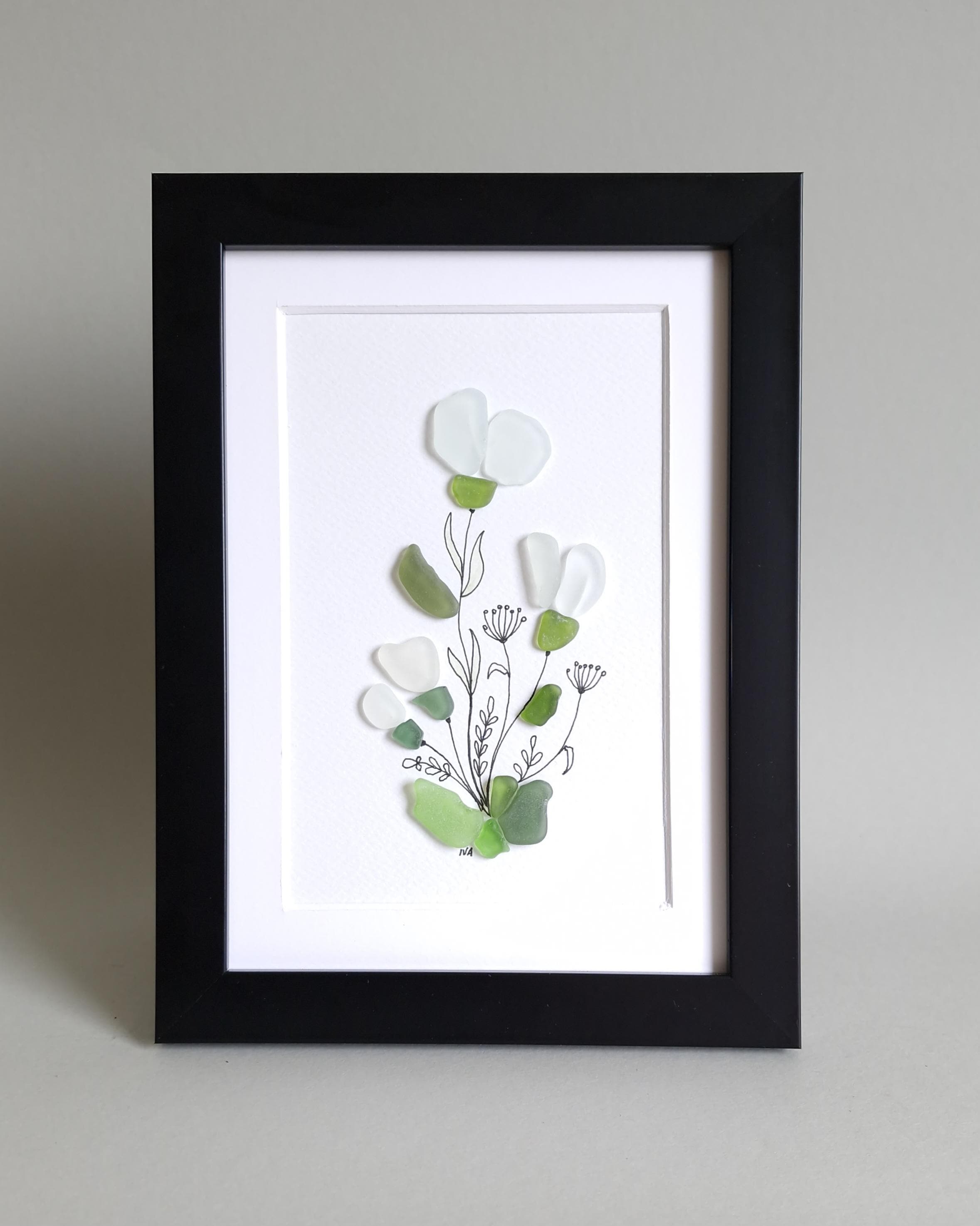 Seaglass Flower Picture, Sea Glass Multicolored Flower Art, Botanical ...