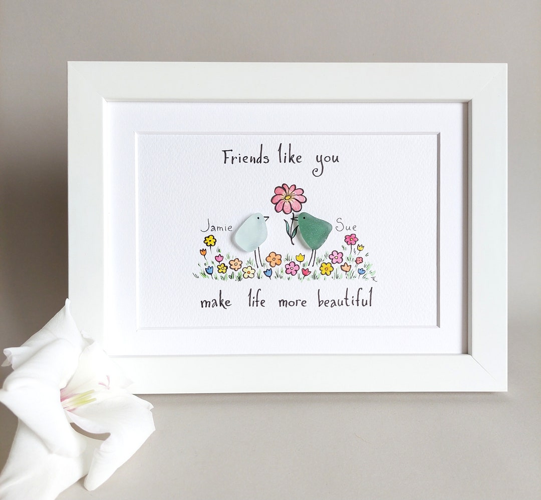 Best Friend Personalised Seaglass Art Personalised T Couple Seaglass Art T For Friend