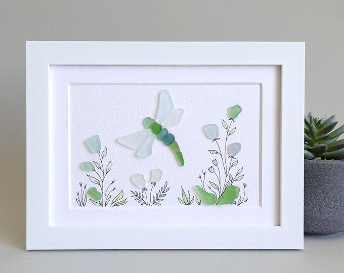 Sea Glass Dragonfly, Art Wildflowers, Botanical Decor, Botanical Art ...