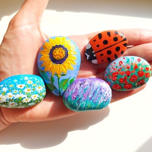 Summer Painted Rocks Hand Painted Pebble Miniature Art Rock - Etsy Canada